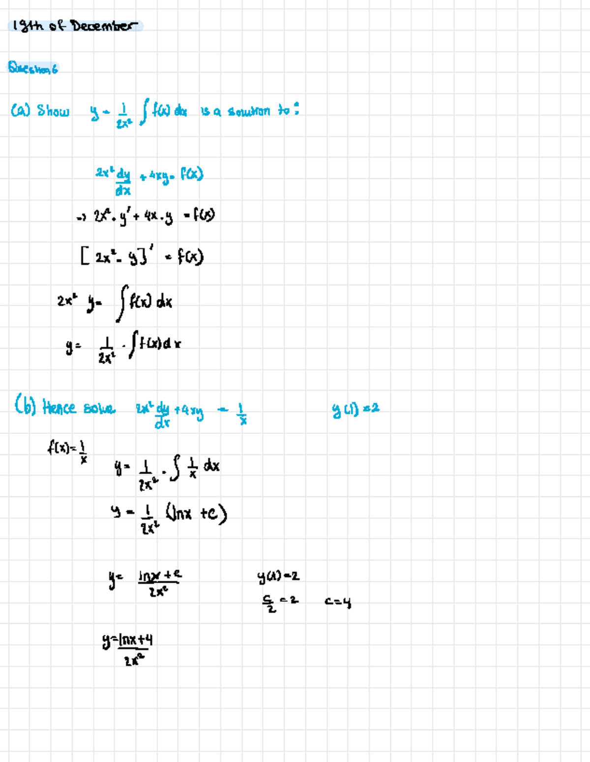 Revision of Differential Equations - Questions & Solutions (Course Code ...