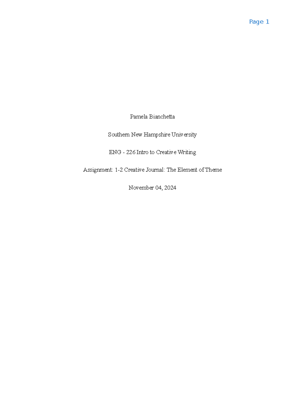 ENG 226 1-2 Creative Journal: Exploring the Theme of Loss in Poetry ...
