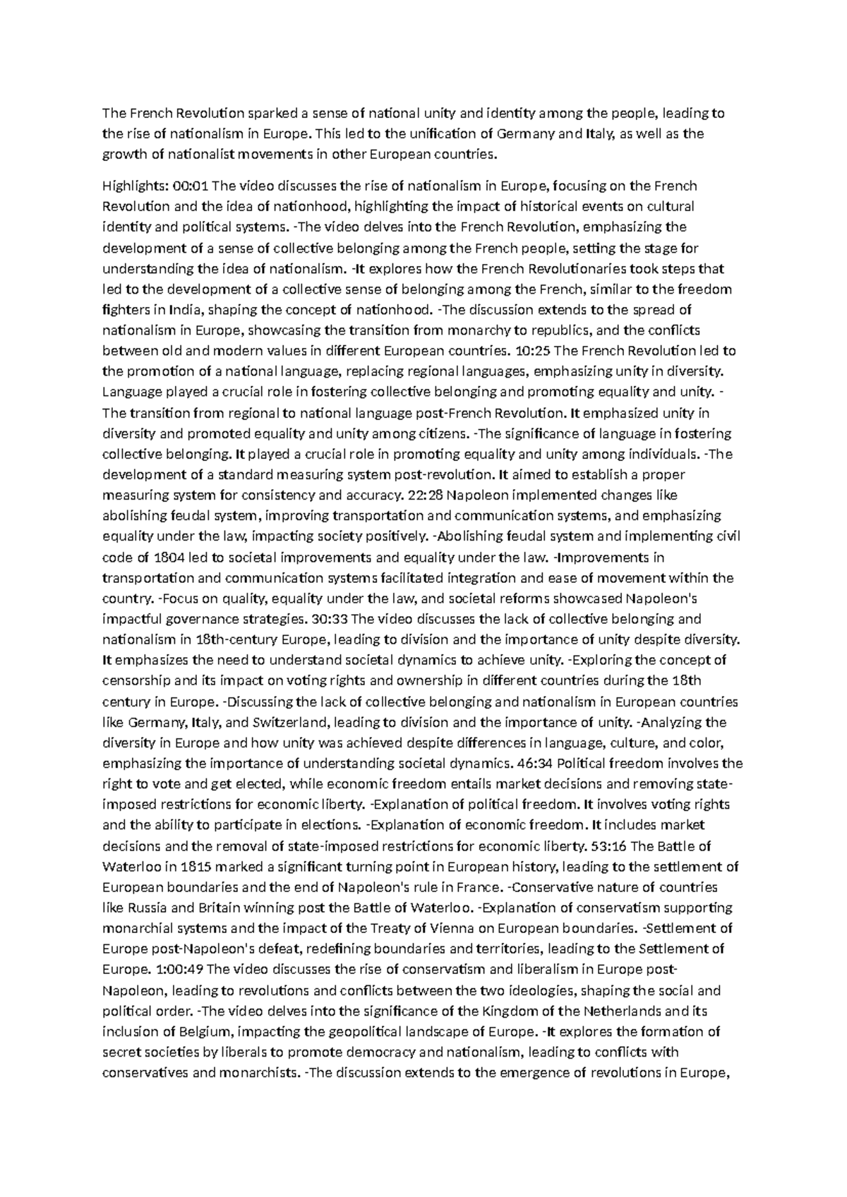HIST 201: The Rise of Nationalism in Europe Post-French Revolution ...