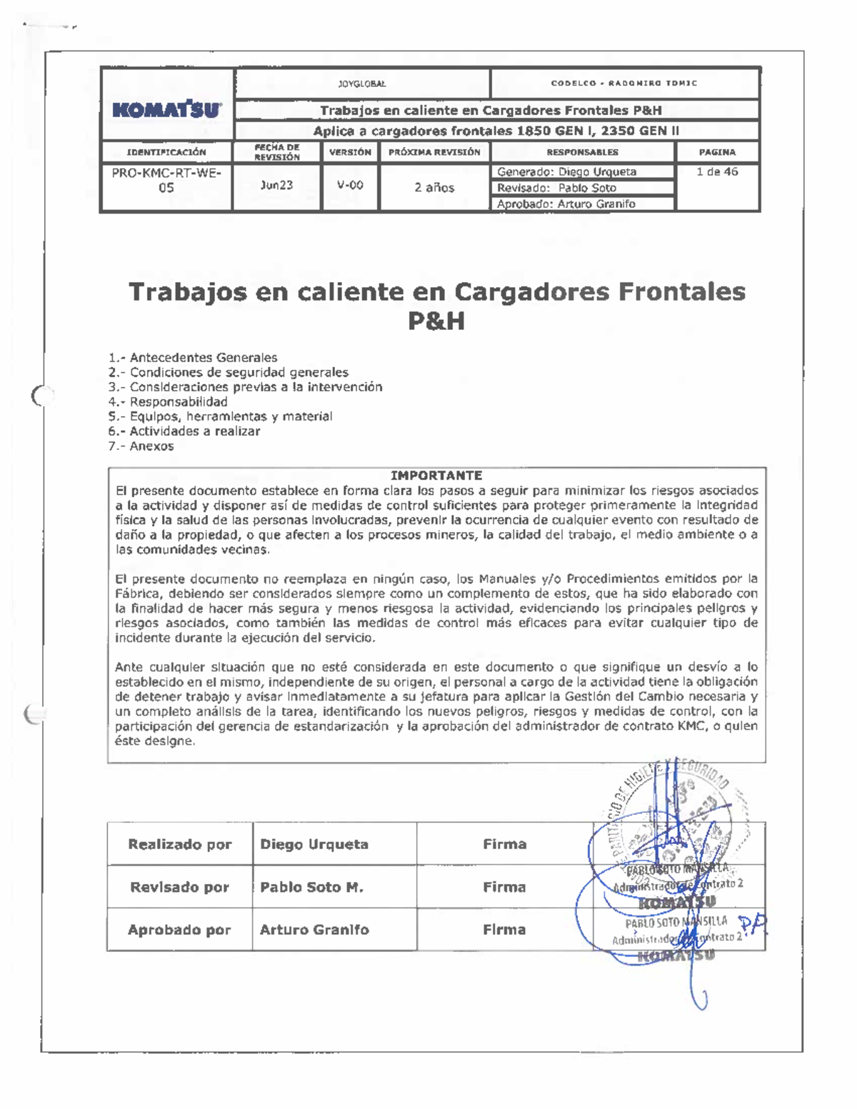 ESC-PRO-KMC-RT-WE-05 Trabajo en caliente - JOYGLOBAL CODELCO RADOMIRO ...