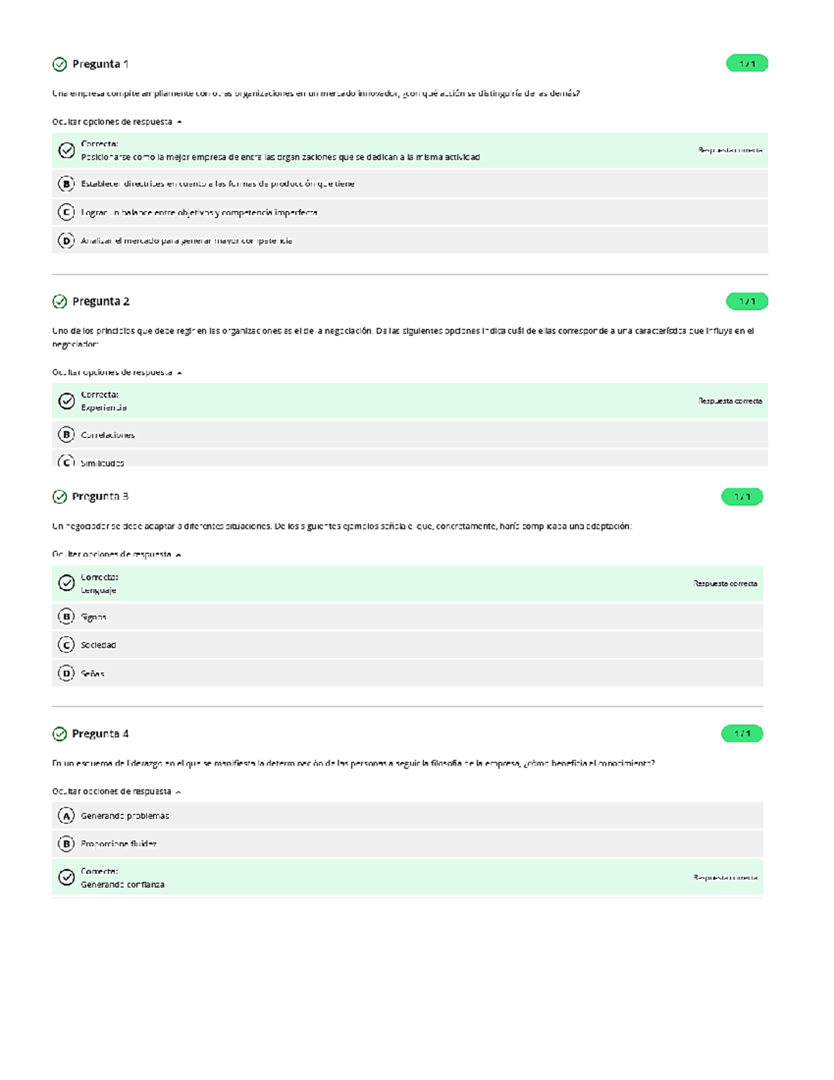 Actividad 9: Cuestionario sobre Negociación y Liderazgo - Studocu