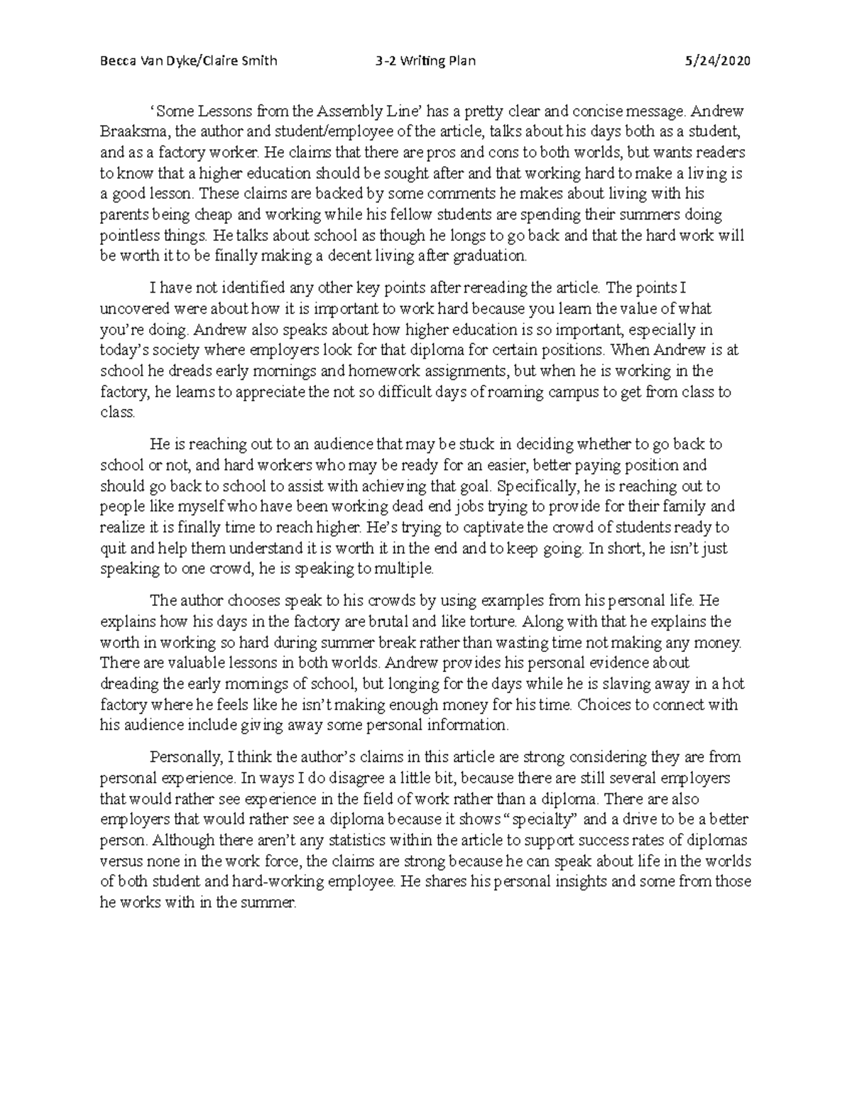 3-2 Writing Plan - Becca Van Smith Writing Plan Lessons from the ...