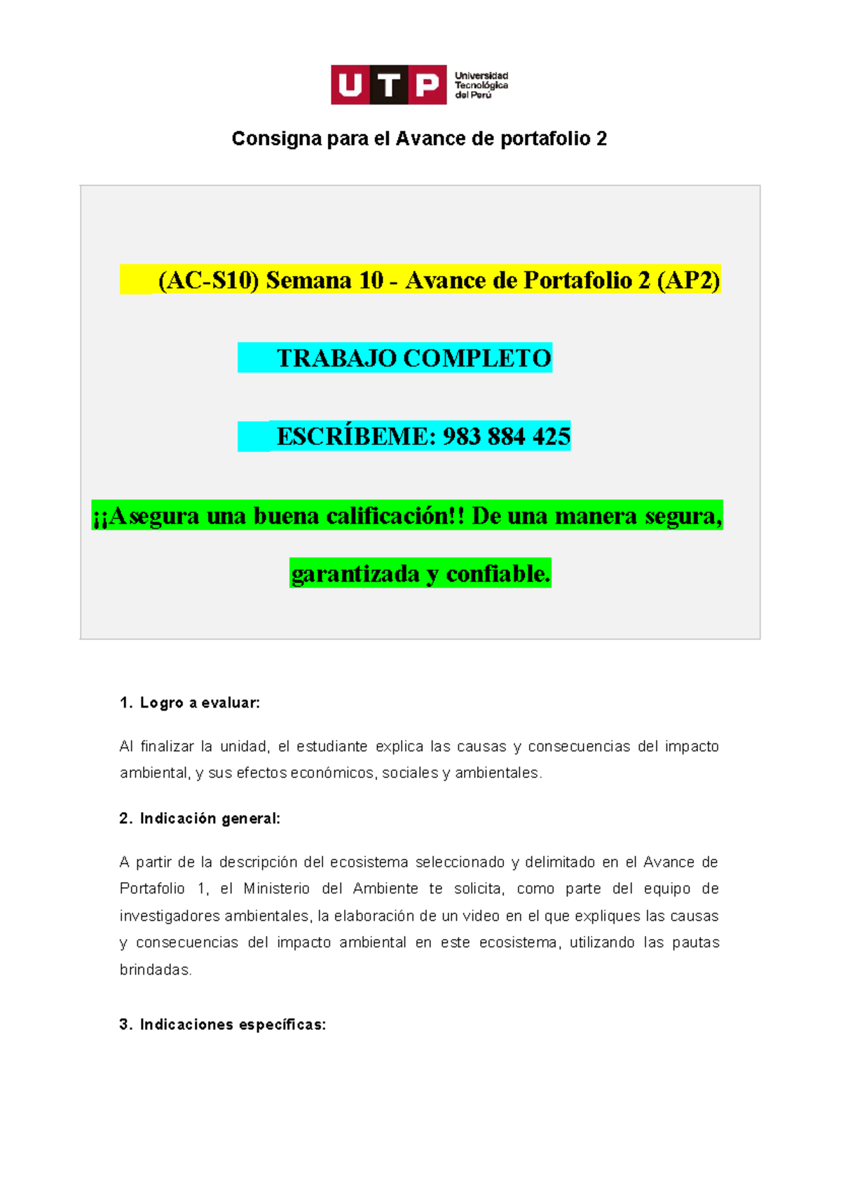 🔴 (AC-S10) Semana 10 - Directrices para el Avance del Portafolio 2 - Studocu
