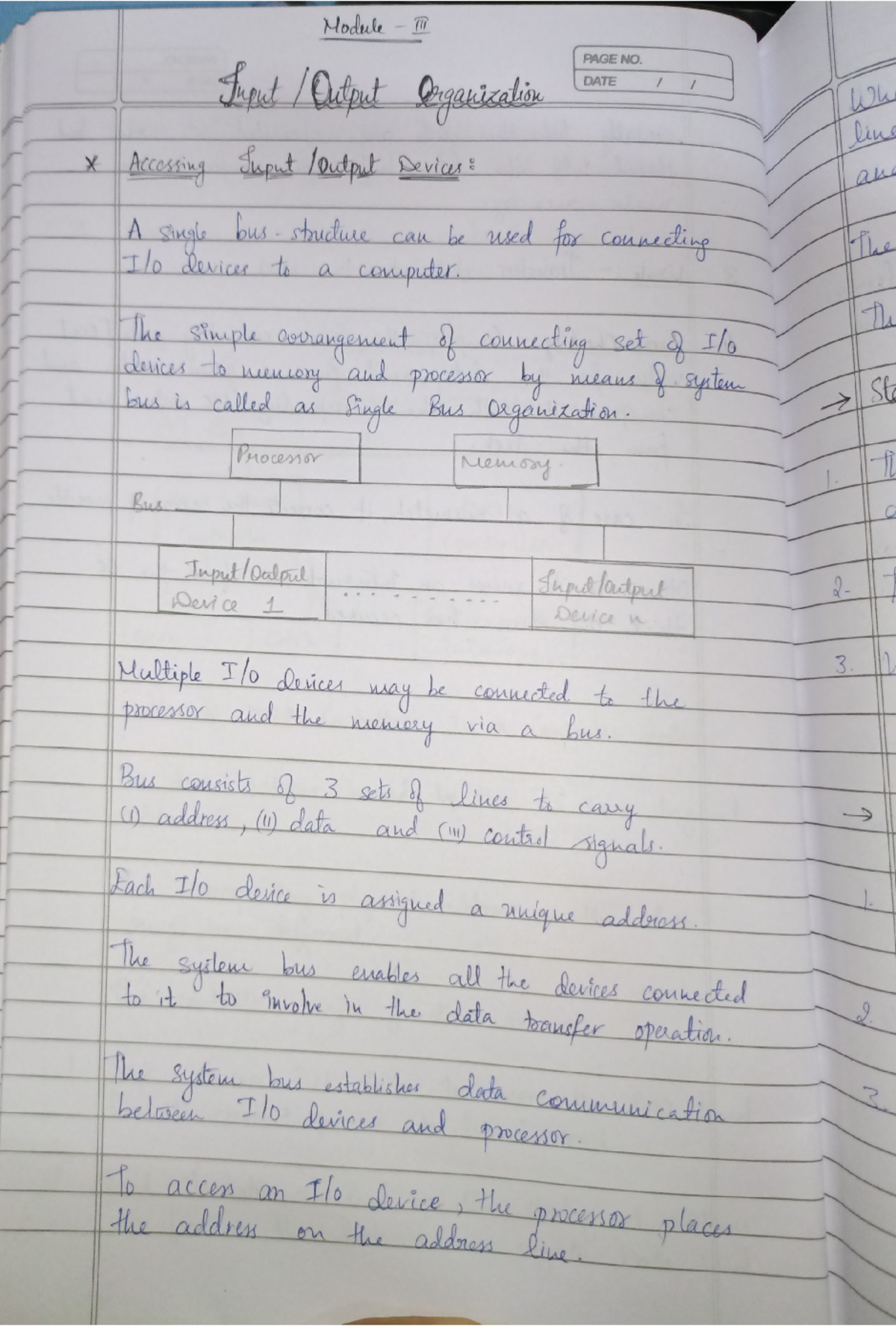 Coa Mod 3 - Computer Organization: Input/Output & Bus Structure Notes ...