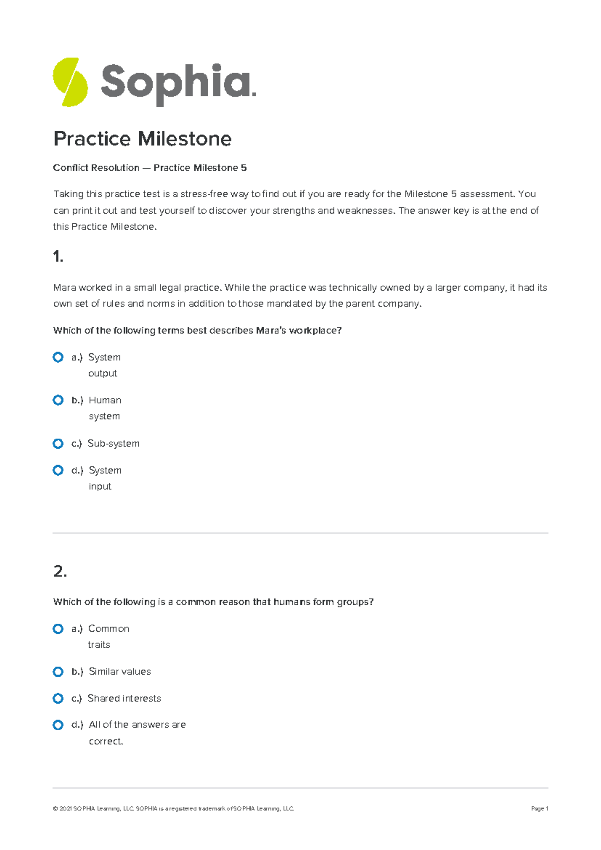 Conres 1001 unit 5 practice milestone - a.) System output b.) Human ...