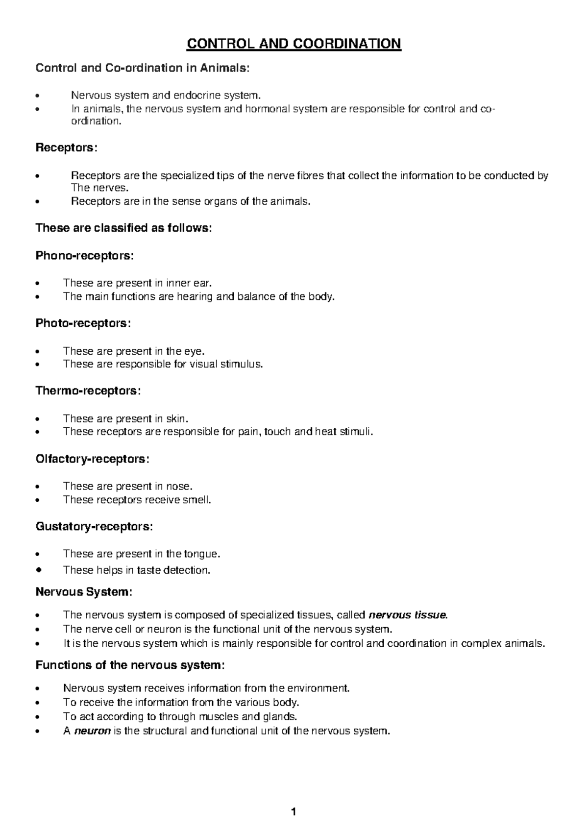 Control and Coordination in Animals and Plants: Nervous and Hormonal ...