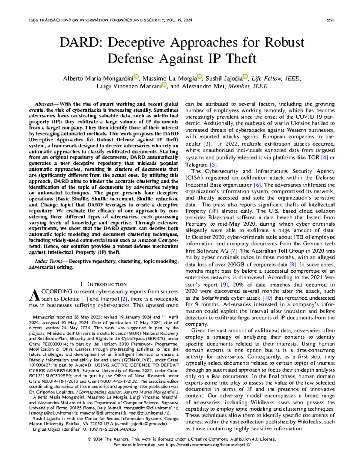 DARD: Deceptive Approaches for Robust Defense Against IP Theft (INFOSEC ...
