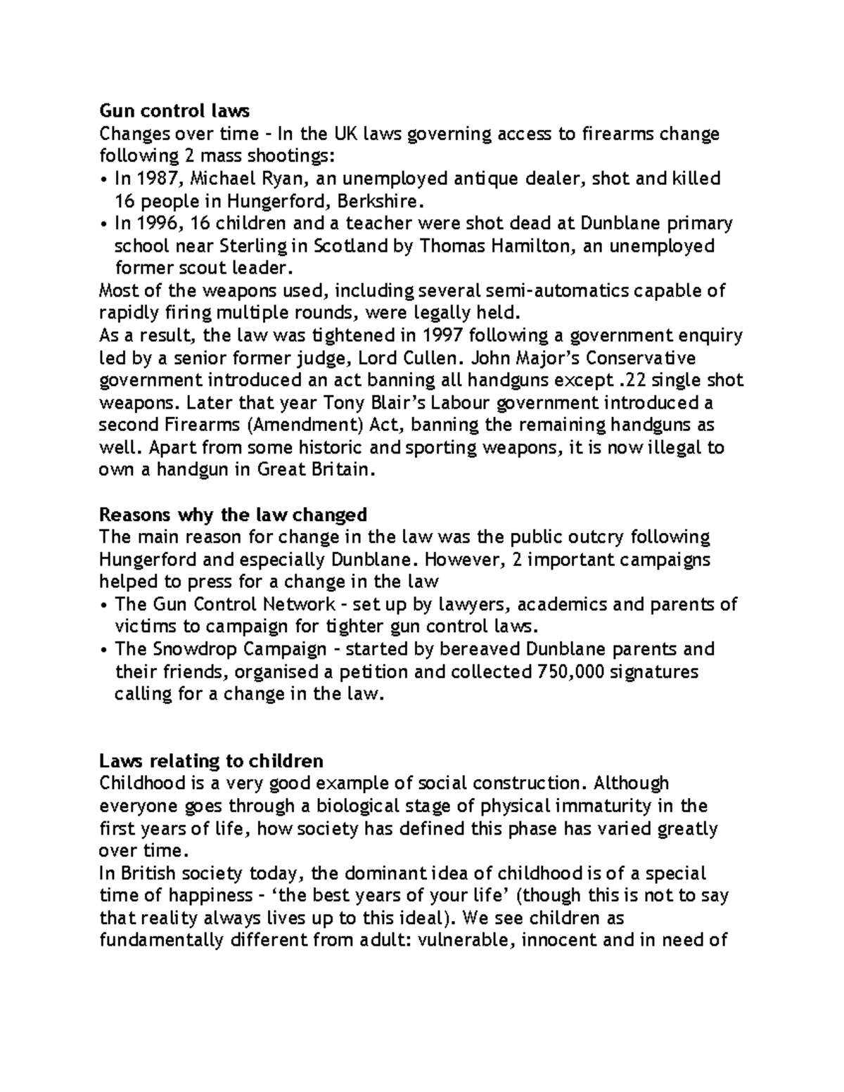 Gun control laws - Changes over time, Michael Ryan, Dunblane, Reasons ...