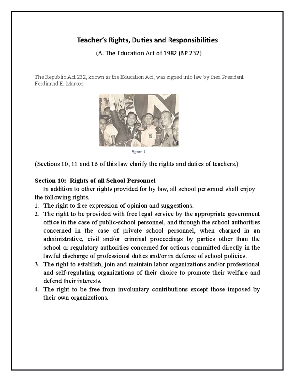 Teacher's Professional Rights, Duties & Responsibilities Overview - Studocu