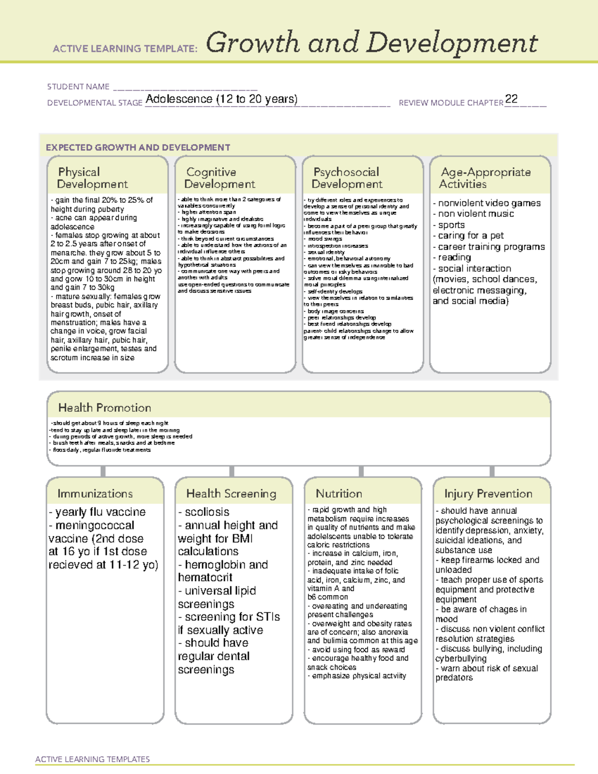Adolescents 2 - template for adolescent - LPN101 - ACTIVE LEARNING ...
