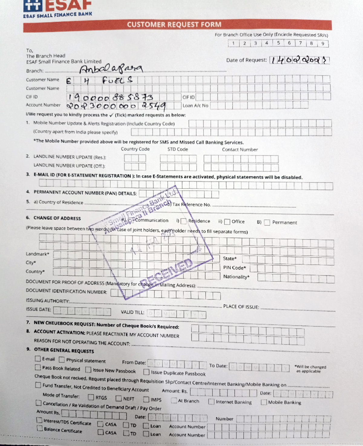 Responsibility Accounting - TTSAT ESAF SMALL FINANCE BANK cUSTOMER ...