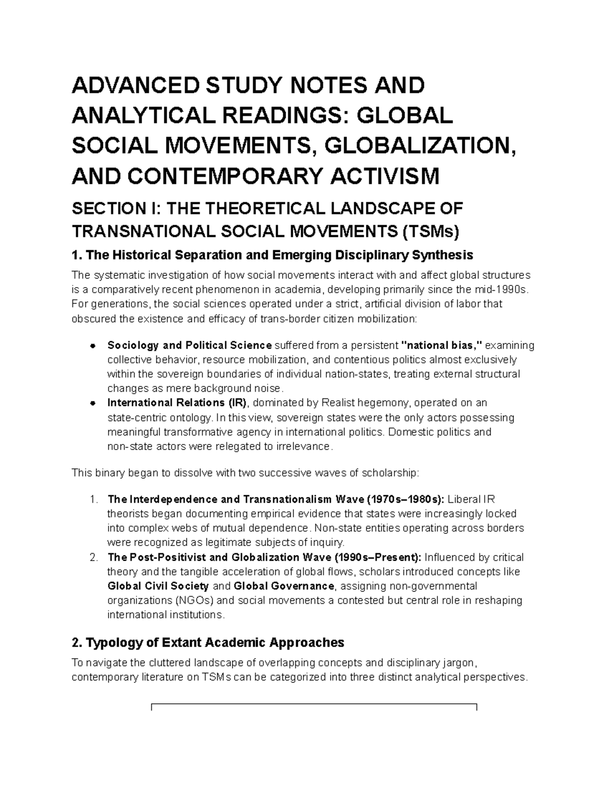 Advanced Study Notes: Global Social Movements & Neoliberalism Analysis ...