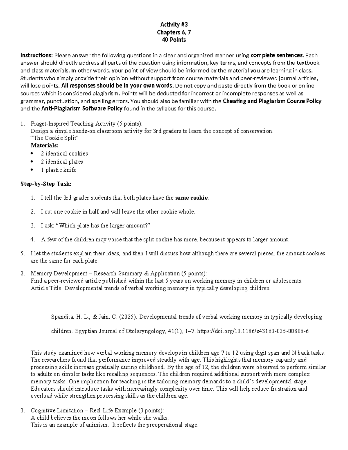 Activity Chapters 6 & 7 Summary and Insights (40 Points) - Studocu