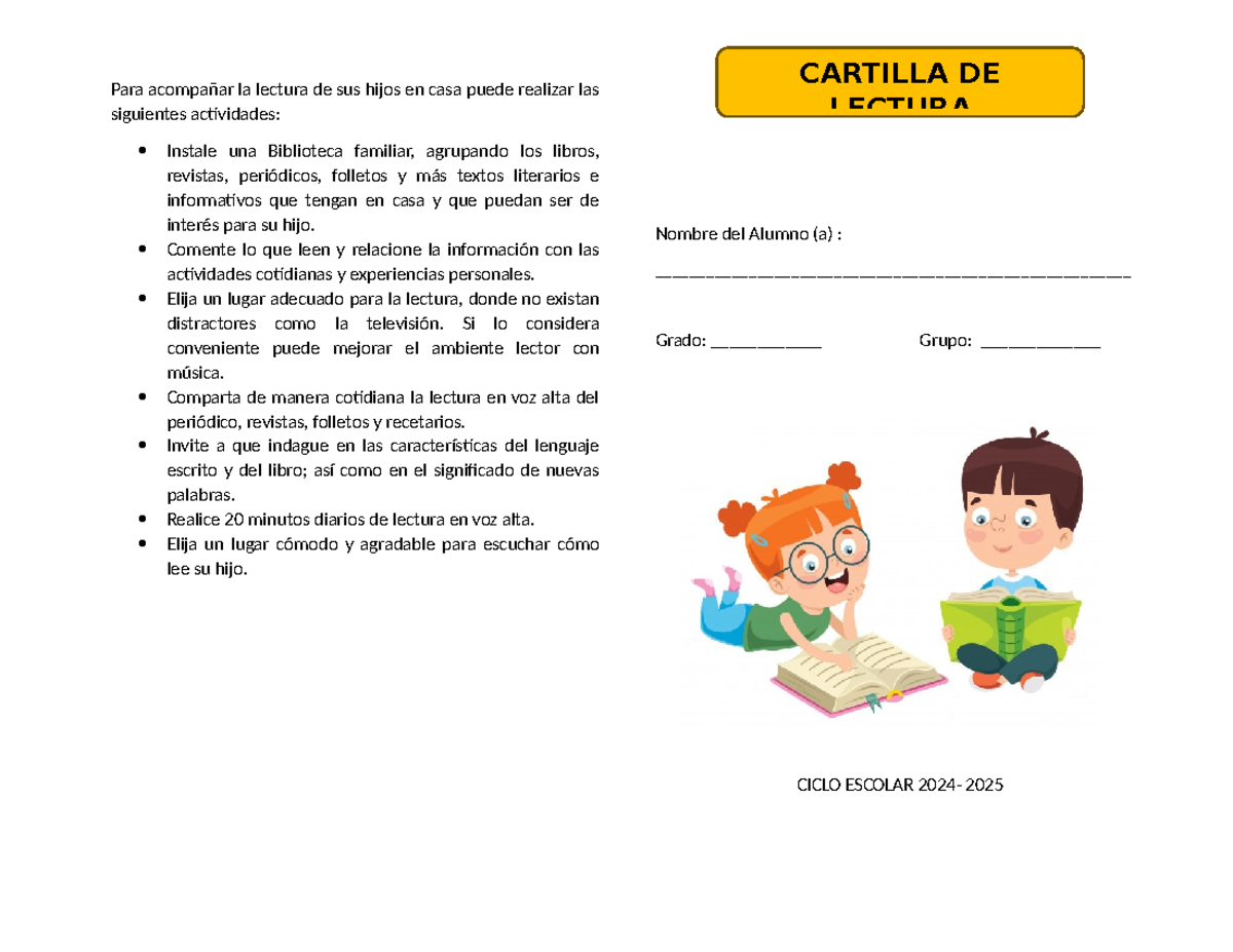 Cartilla DE Lectura - Para acompañar la lectura de sus hijos en casa ...