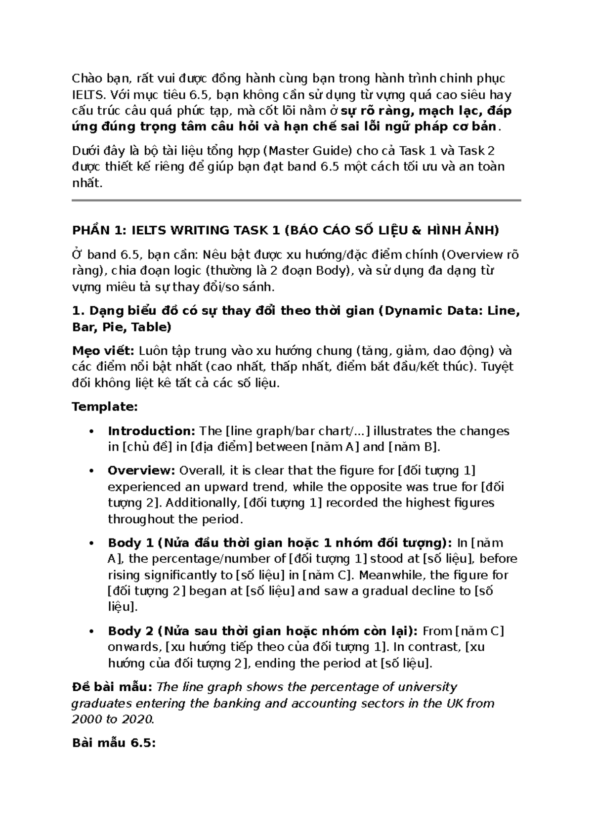 Hướng Dẫn Master cho IELTS Writing Task 1 & Task 2 (Band 6.5) - Studocu