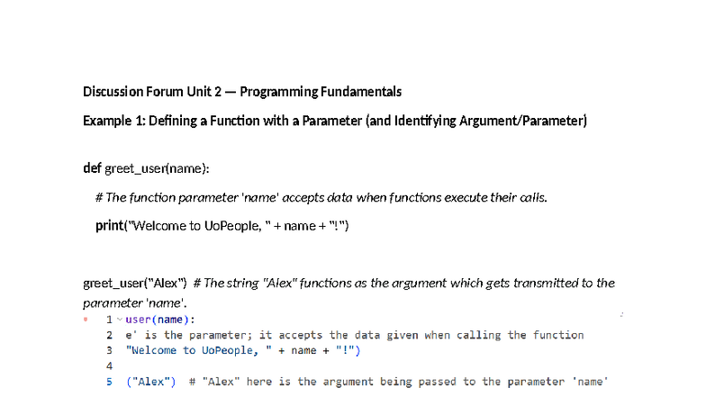 DF EX1-5 - Discussion Forum Unit 2: Python Functions & Scope - Studocu
