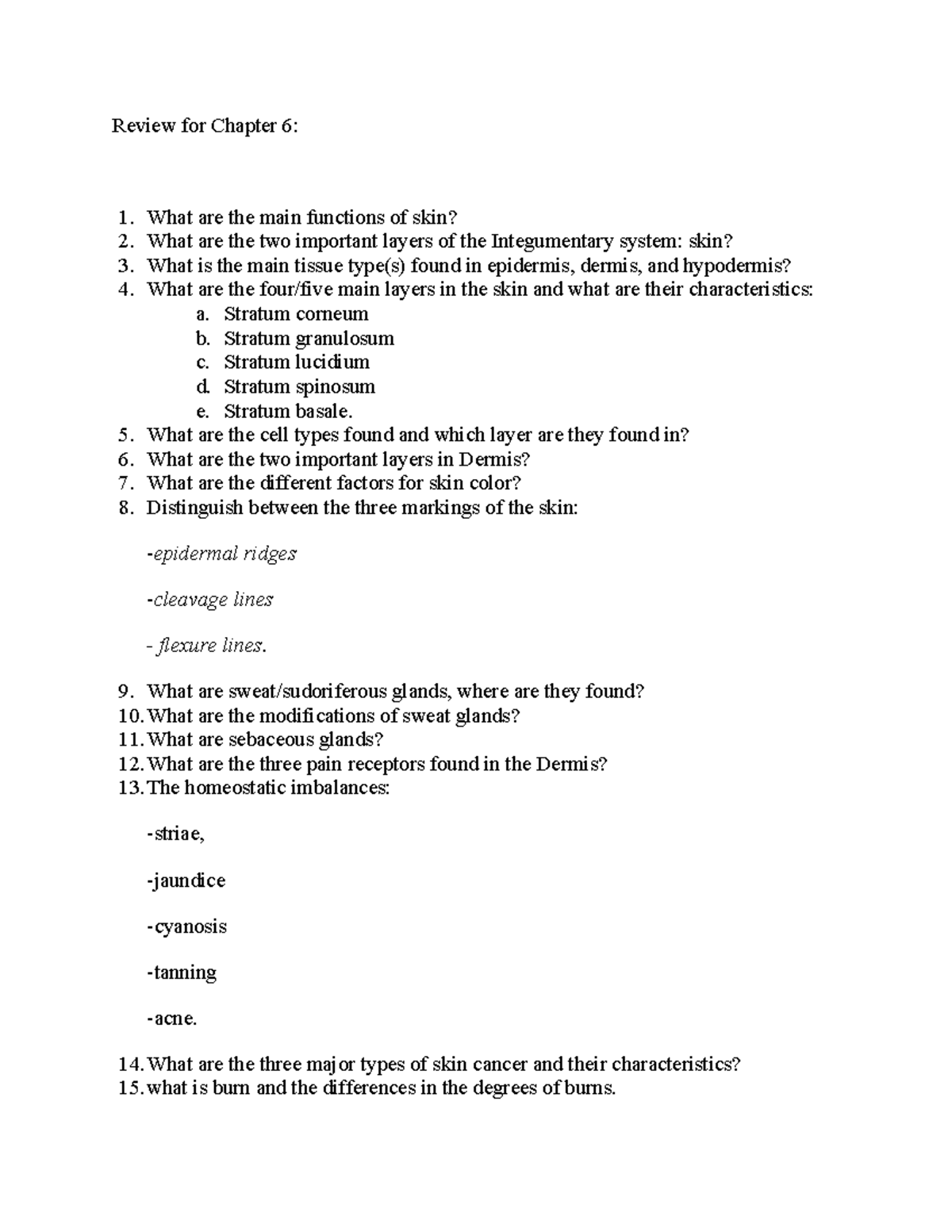 Chapter 6 Review Questions: Integumentary System Essentials - Studocu