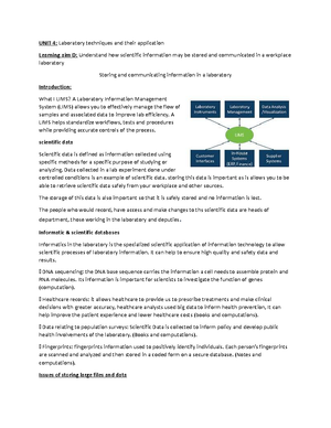 UNIT 4 c - UNIT 4:(aim c) Laboratory Techniques and their Application ...