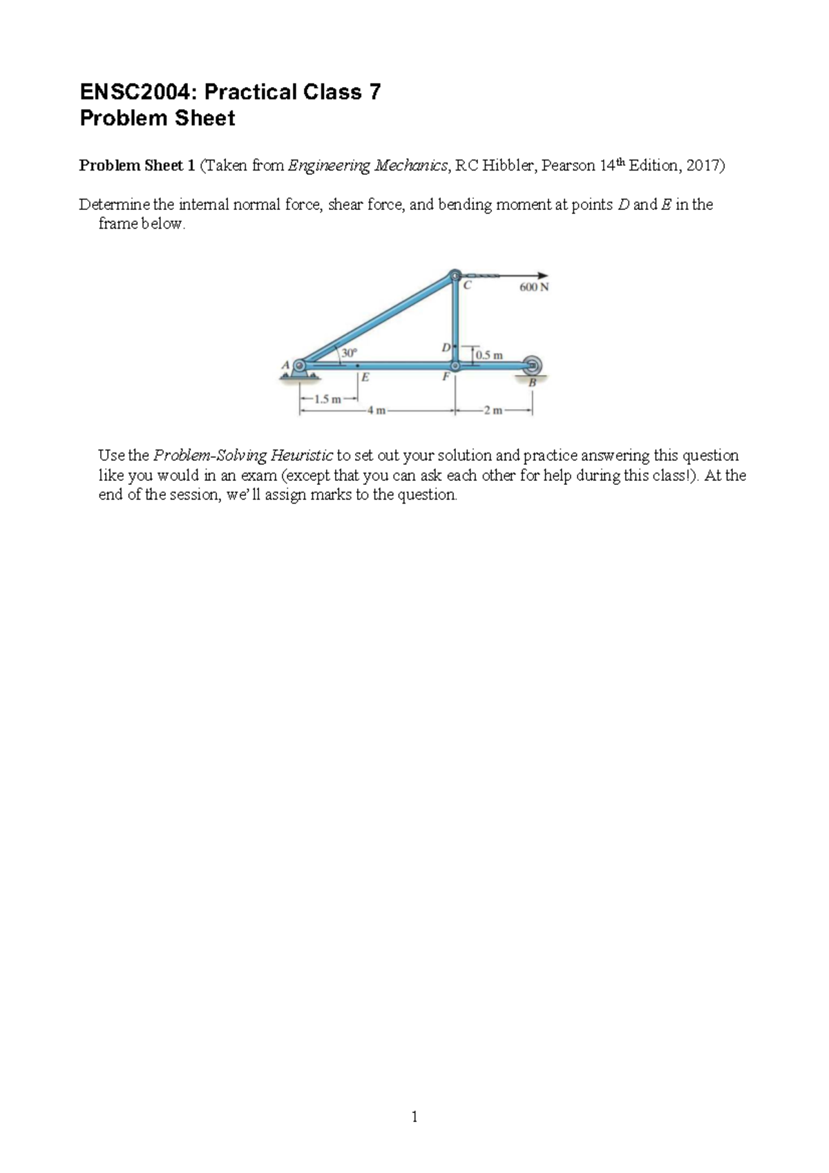 ENSC2004 PC7 Problem Sheets 2025 - 1 ENSC20 04 : Practical Class 7 Problem Sheet Problem Sheet 1 ...