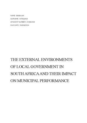 [Solved] Explain the three categories and types of municipalities ...