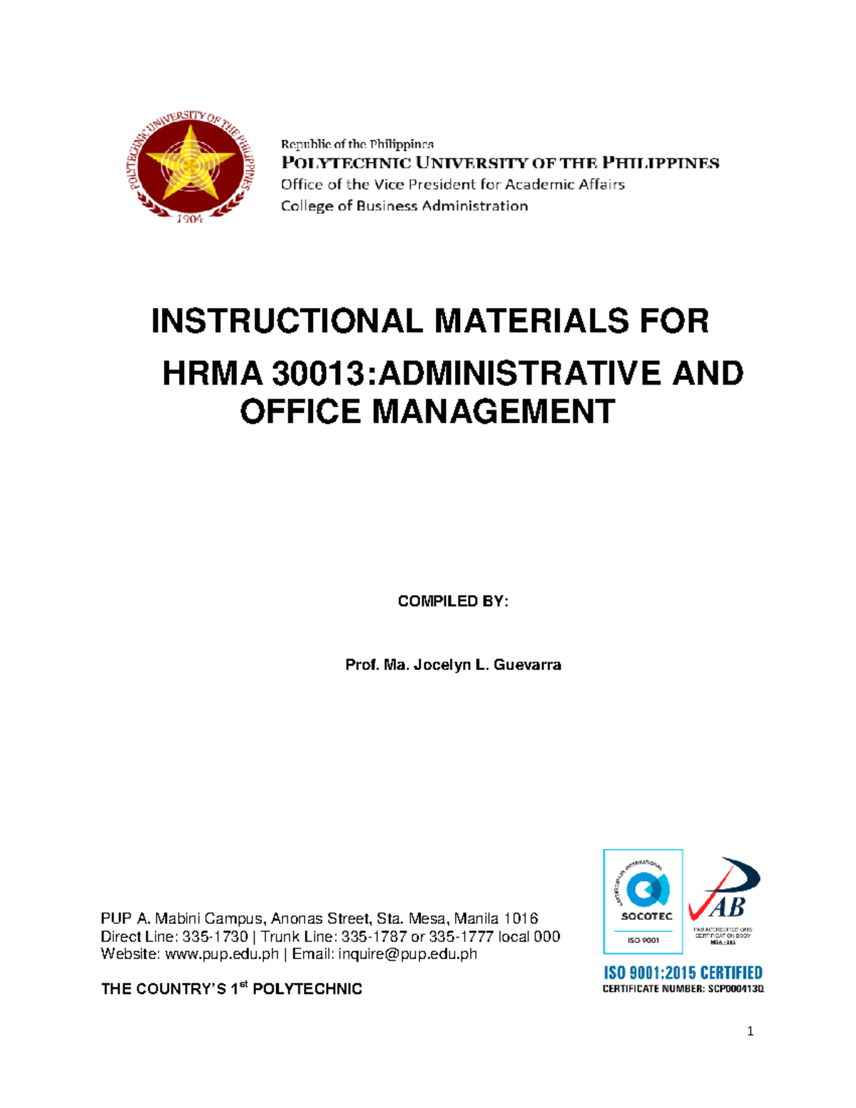 HRMA-30013 Administrative and Office Management Course Overview - Studocu
