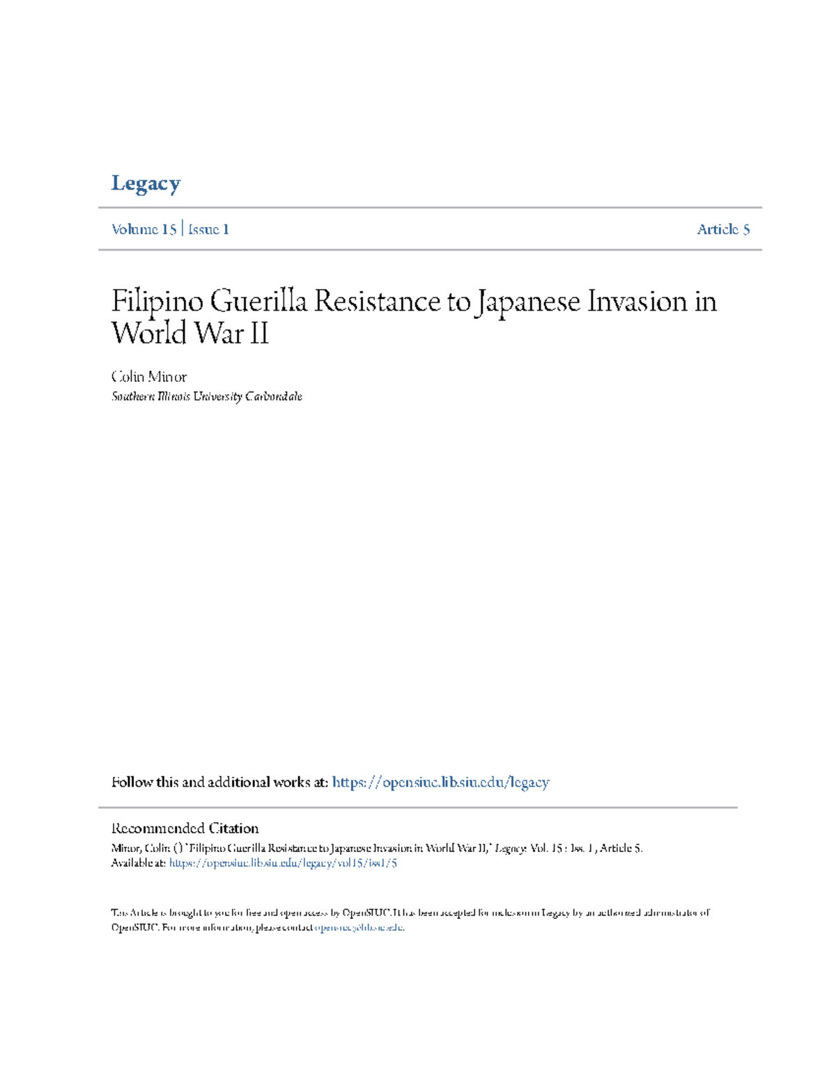 Filipino Guerilla Resistance to Japanese Invasion in World War II ...