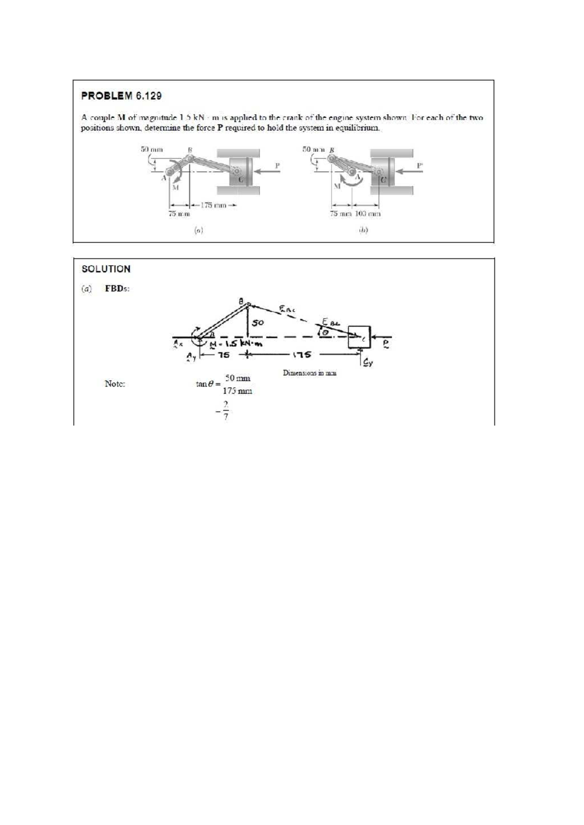Physics Problem 6.129: Equilibrium Analysis of Engine Crank System ...