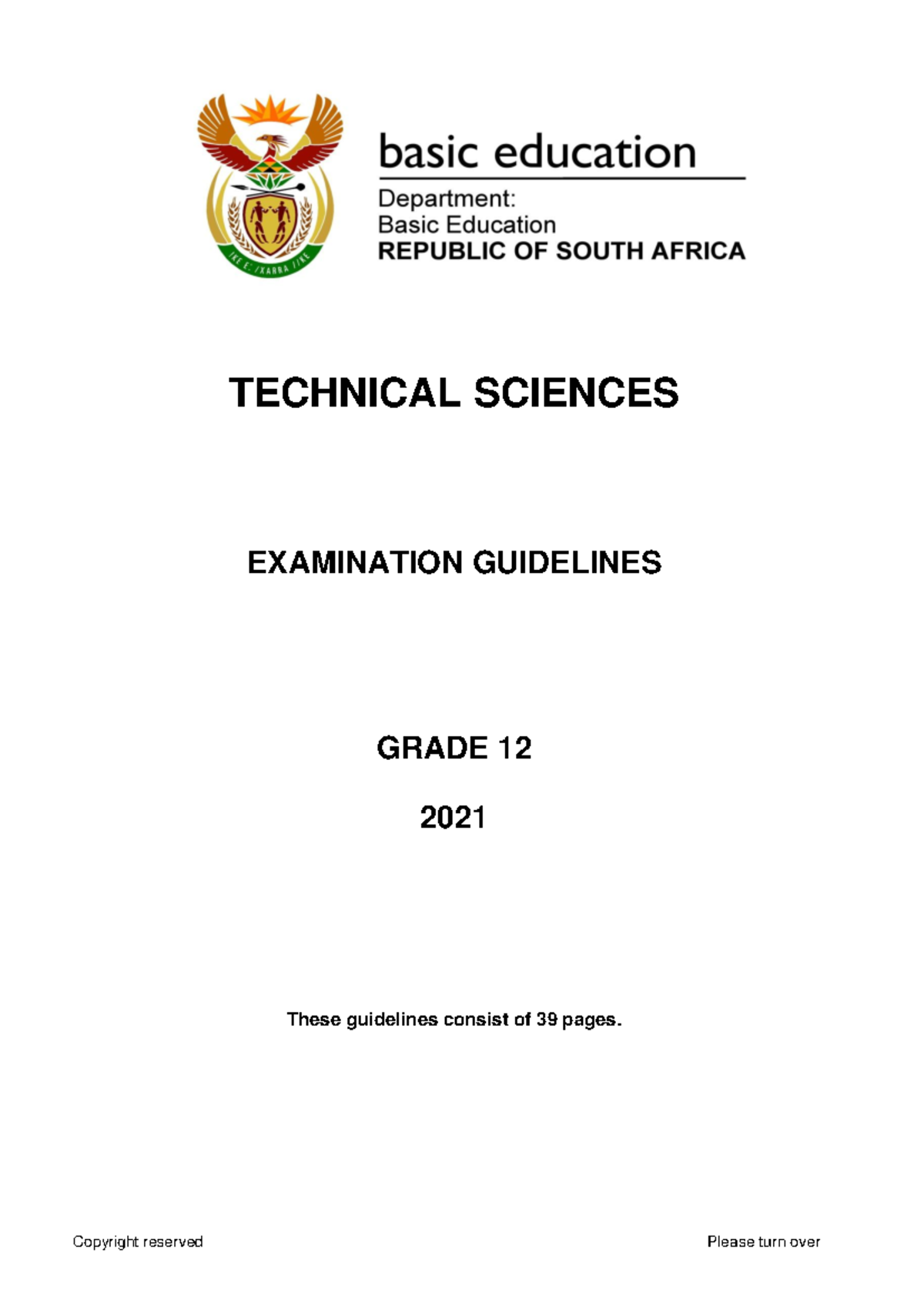 Technical Sciences GR 12 Exam Guidelines 2021 - Comprehensive Overview ...