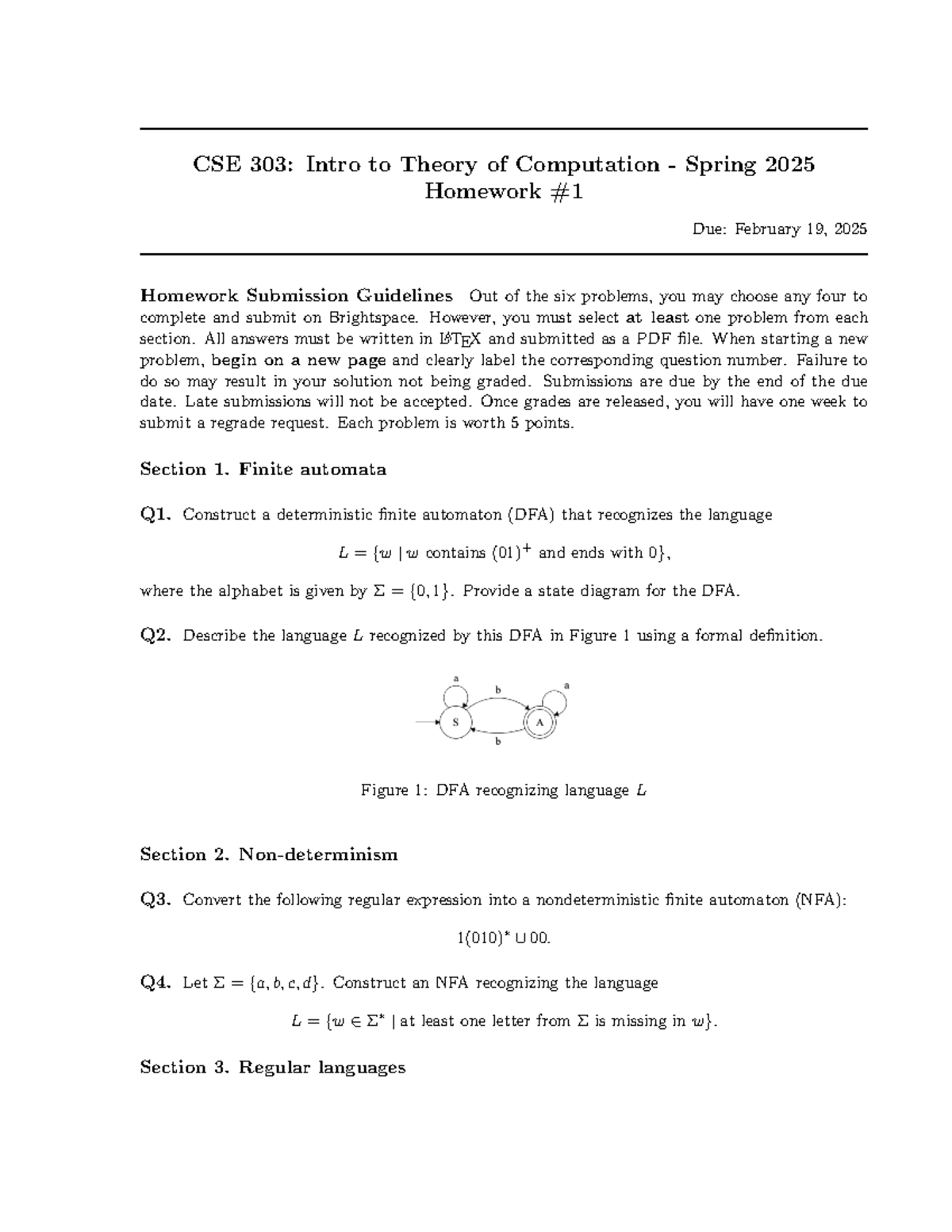 CSE303 Spring 2025 hw1 - hw lallalaa - CSE 303: Intro to Theory of ...