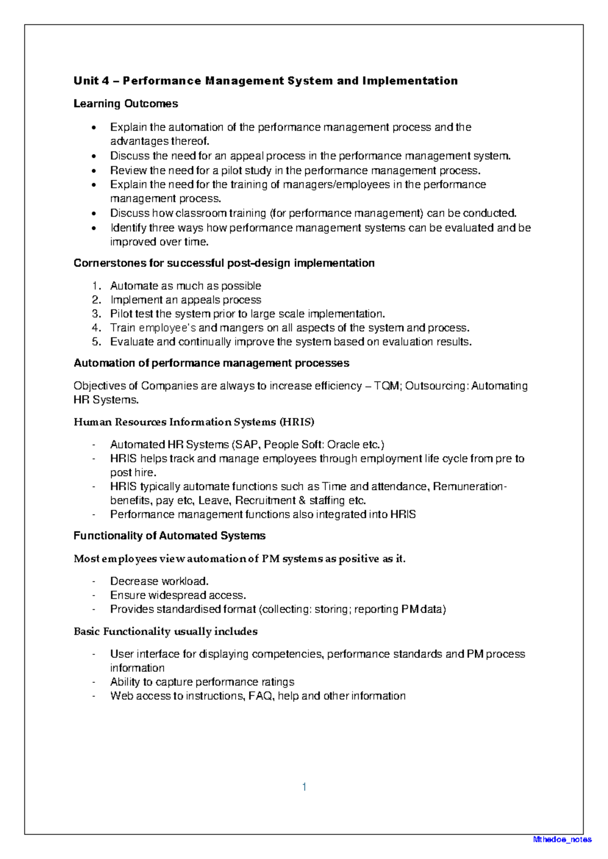 Unit 4-6 EPFM: Performance Management System Implementation Insights ...