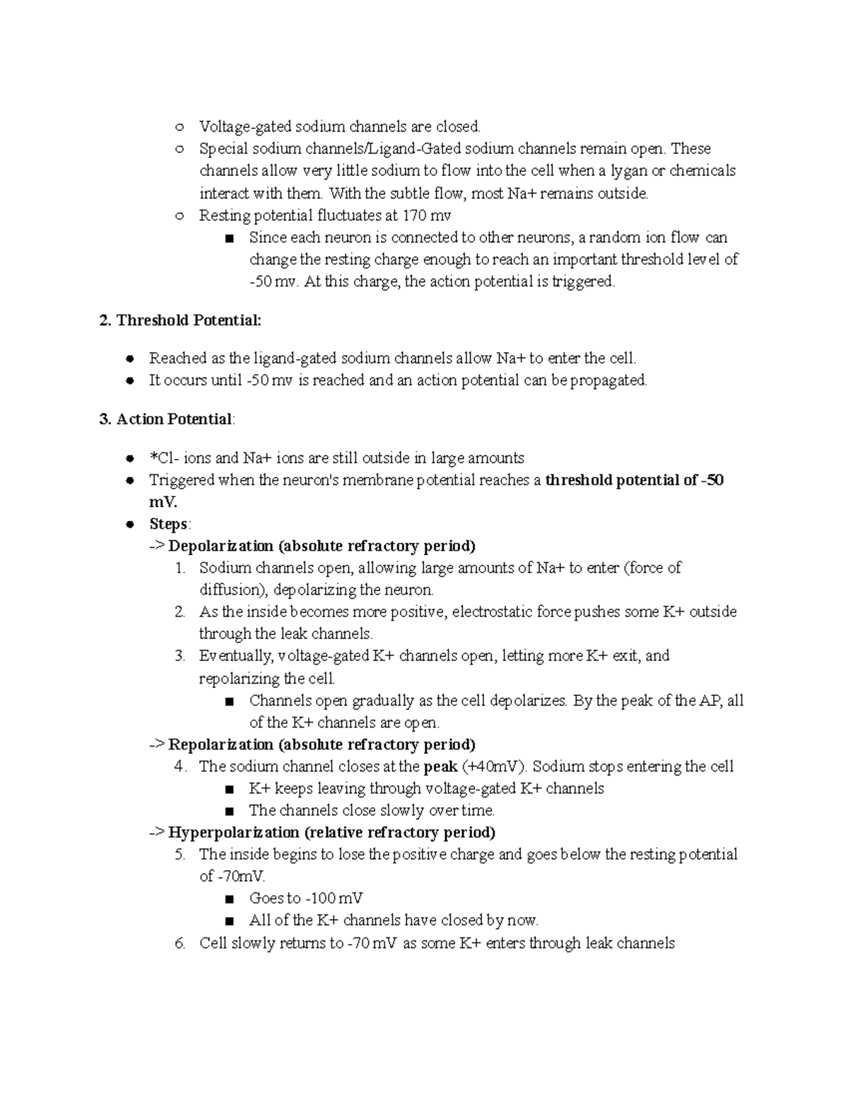 Neuroscience 1: Sodium Channels and Action Potential Notes - Studocu