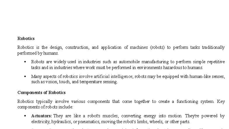 UNIT-1 Robotics: Comprehensive Study Notes on Design, Applications, and ...