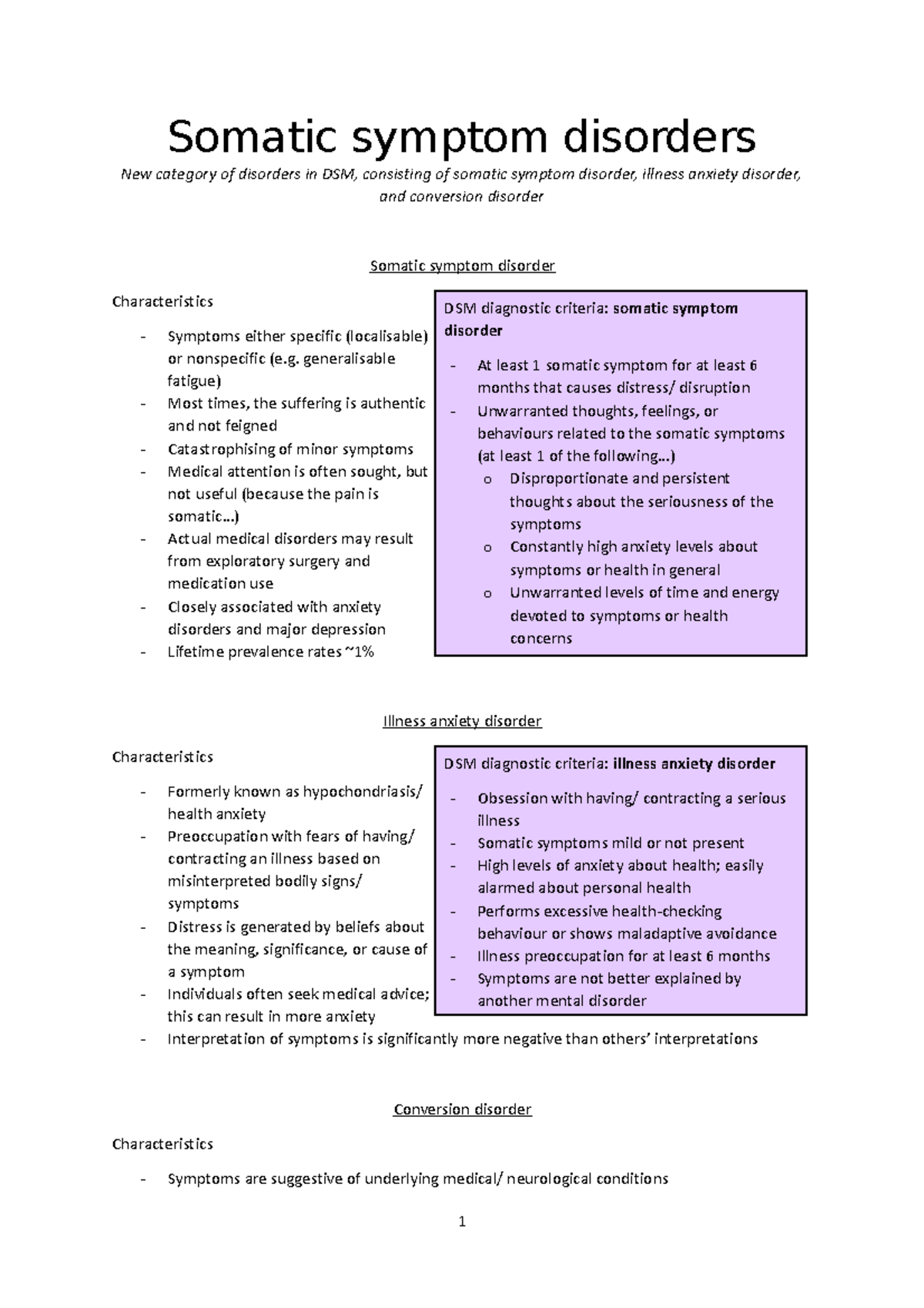 Somatic Symptom Disorders: Overview and Treatment Insights - Studeersnel