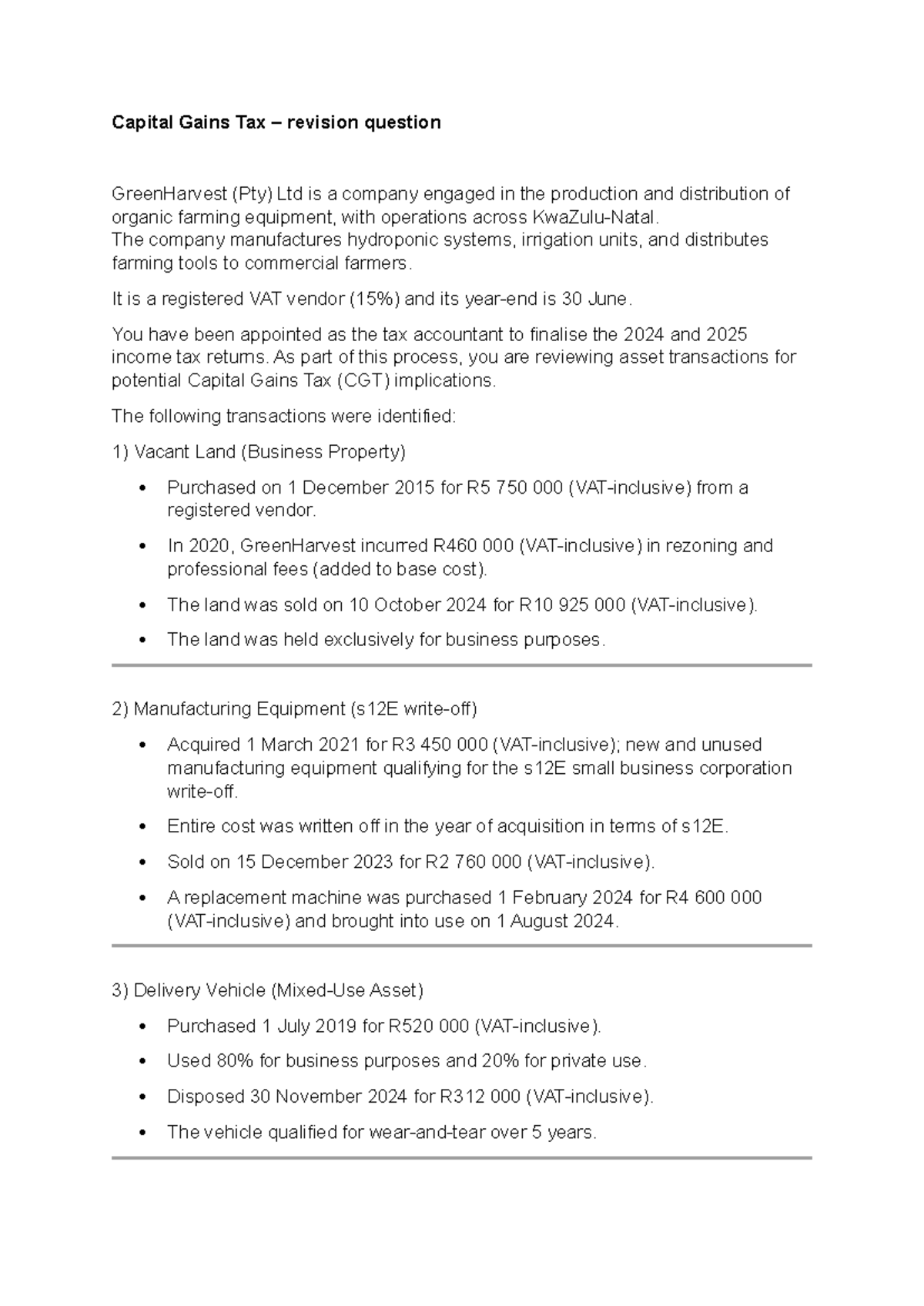 Capital Gains Tax Test 2 Mock Question for 2024 & 2025 - Studocu
