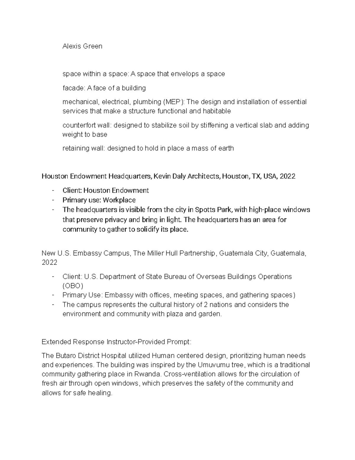 Study Guide 1: Architectural Design & MEP Systems Overview - Studocu
