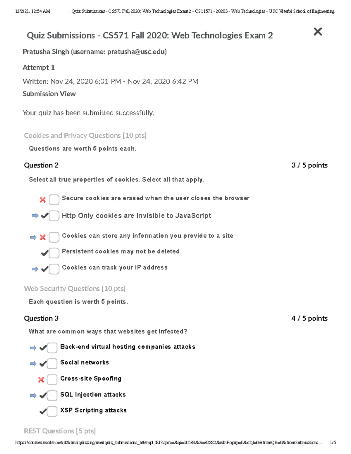CS571 Fall 2020: Quiz Submissions for Web Technologies Exam 2 - Studocu