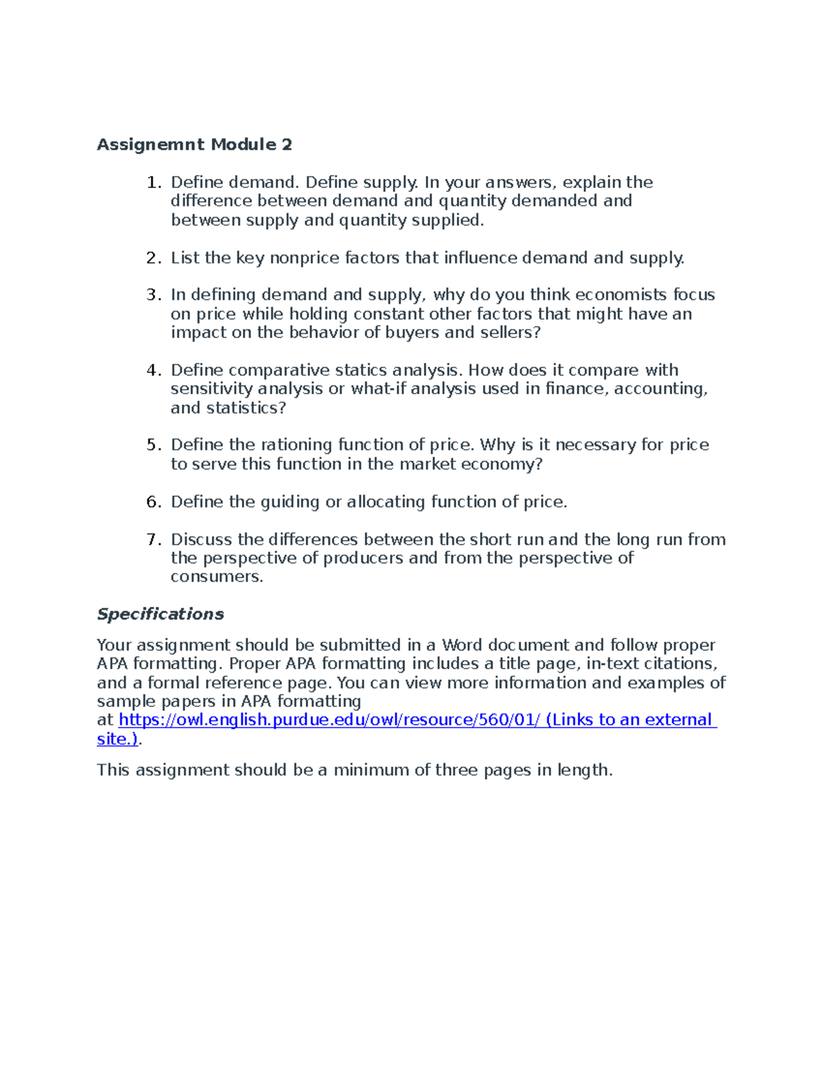 Assignment Module 2: Demand, Supply, and Price Functions Analysis - Studocu