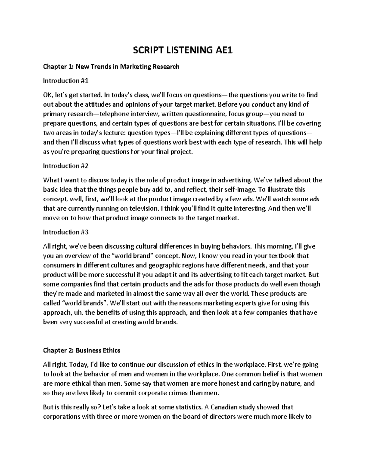 Script-Listening-AE1 - SCRIPT LISTENING AE Chapter 1: New Trends in ...