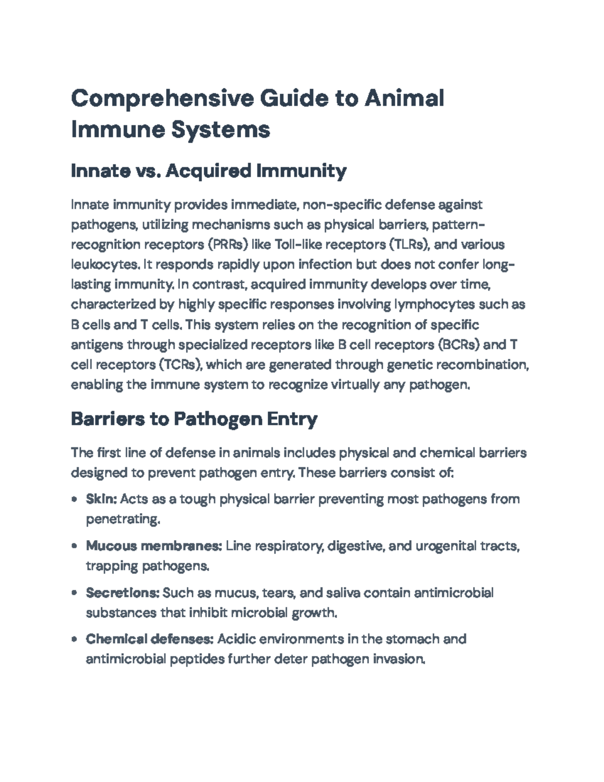 Comprehensive Guide to Animal Immune Systems: Innate vs. Acquired ...