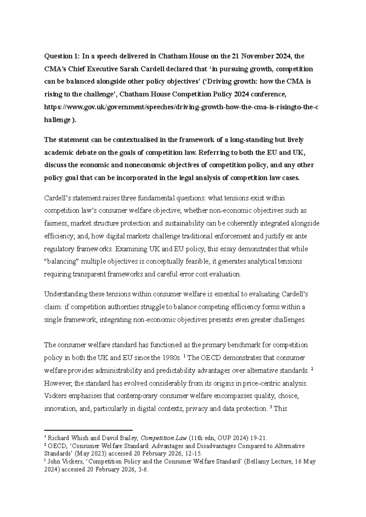 Competition Law Summative Essay 2026: Balancing Objectives in UK & EU ...