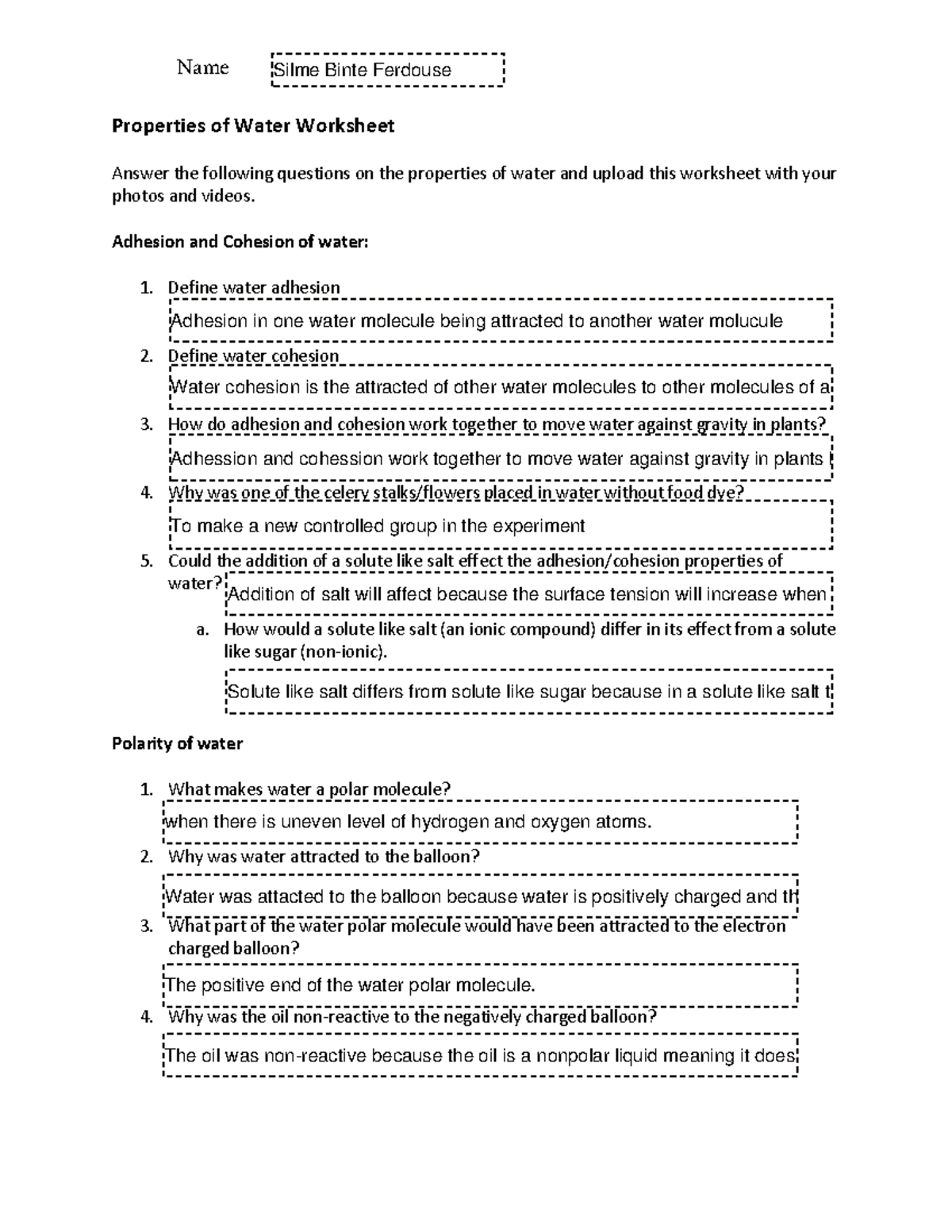 Properties of Water Worksheet - Module 4 Study Guide - Studocu