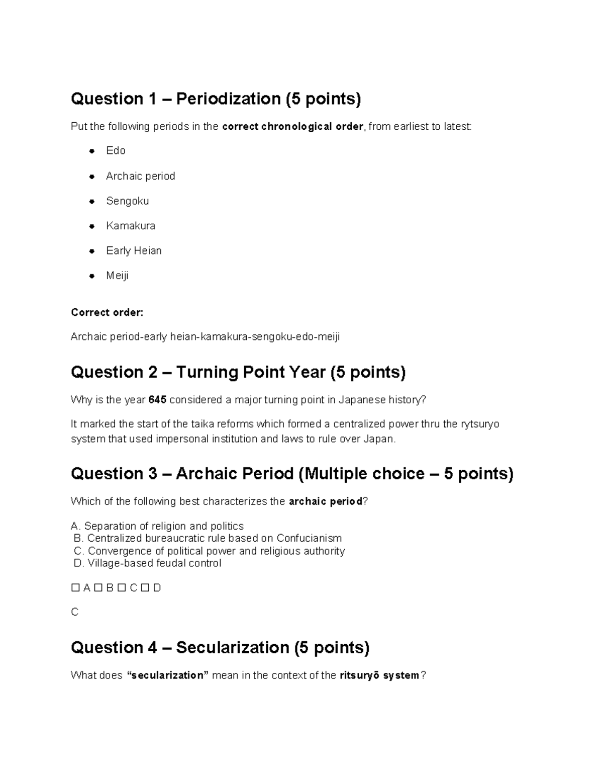 Japan History Exam Review: Periodization & Key Concepts (HIST 101 ...