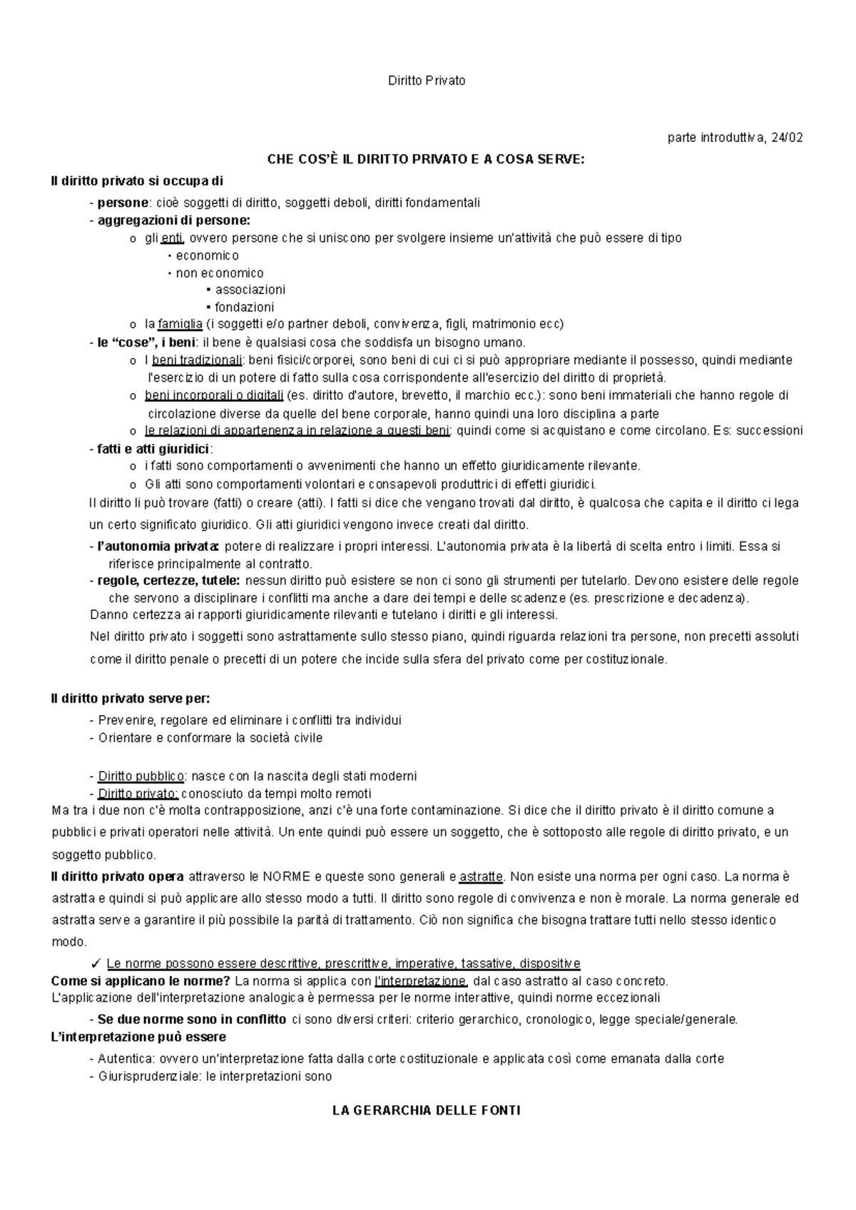 Diritto Privato: Introduzione e Fondamenti Essenziali - Studocu