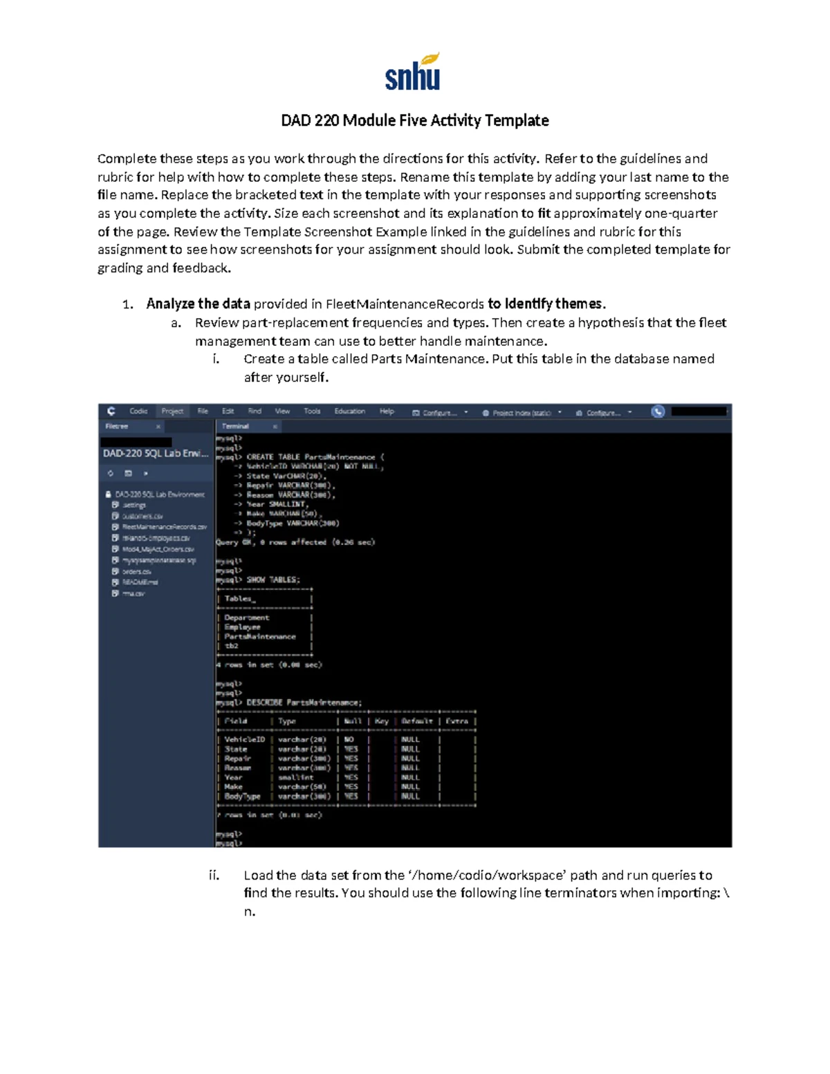 DAD 220 Module 5 Database Major Activity and Analysis Report - Studocu