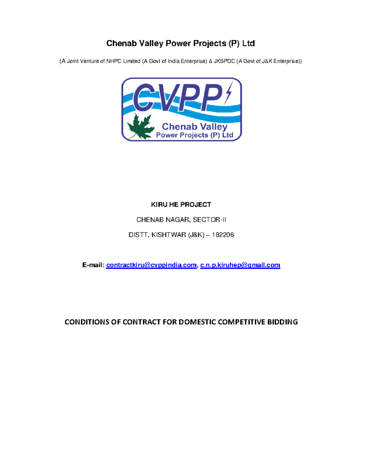 Tender Document for Construction at Kiru HE Project - CVPPPL - Studocu