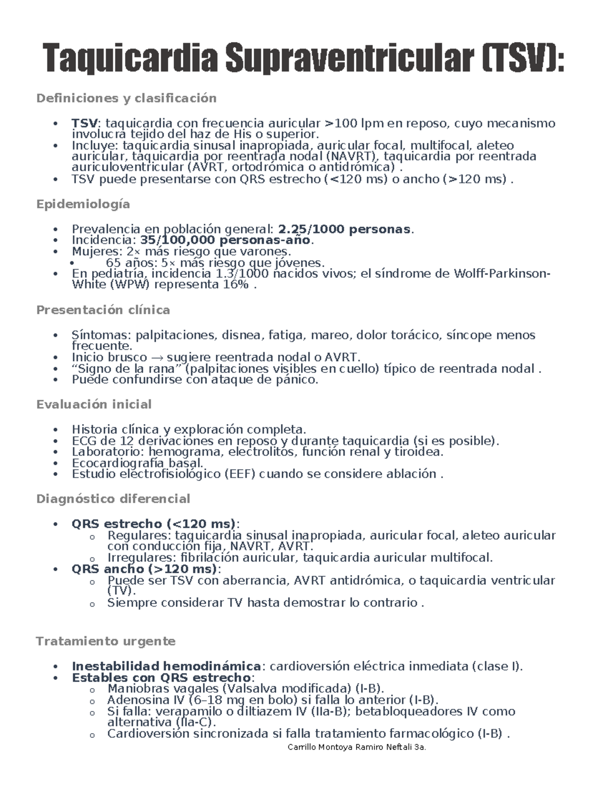 Taquicardia Supraventricular (TSV): Definiciones y Clasificación ...