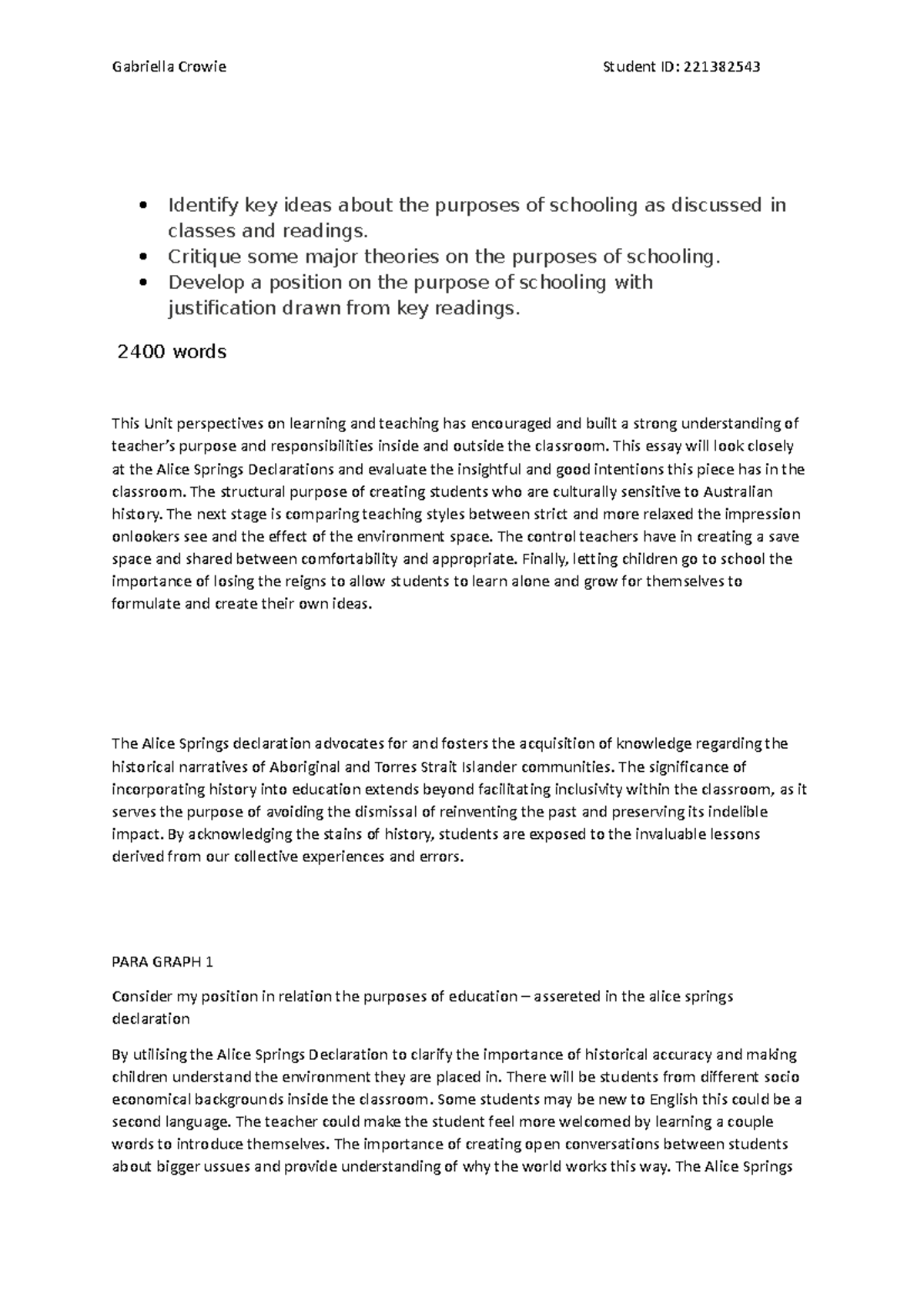 Analytical essay gabby review - Identify key ideas about the purposes of schooling as discussed ...