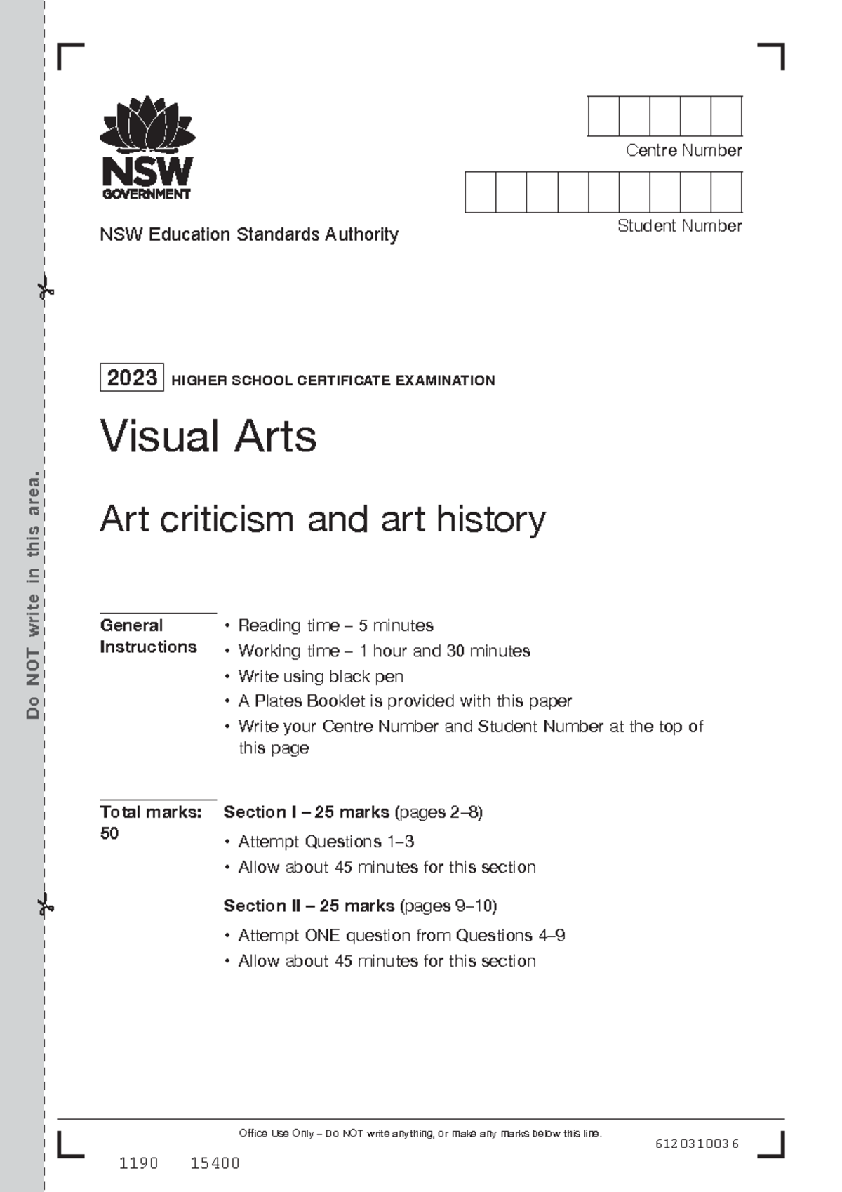 2023 HSC Visual Arts Examination Paper - Art Criticism & History - Studocu
