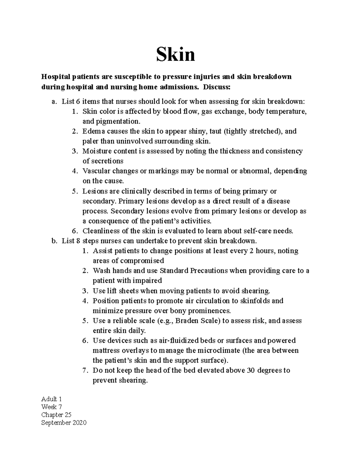 TTC 10 Nursing Skin Care: Assessment & Prevention Strategies - Studocu