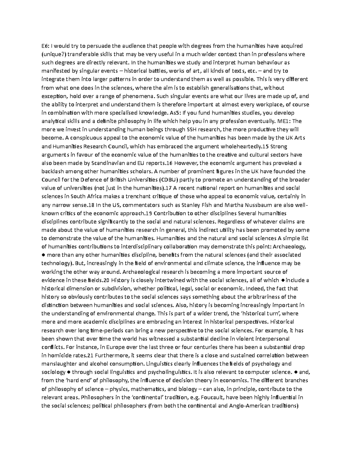Humanities 3 - Critical Thinking & Economic Value of Humanities Notes ...